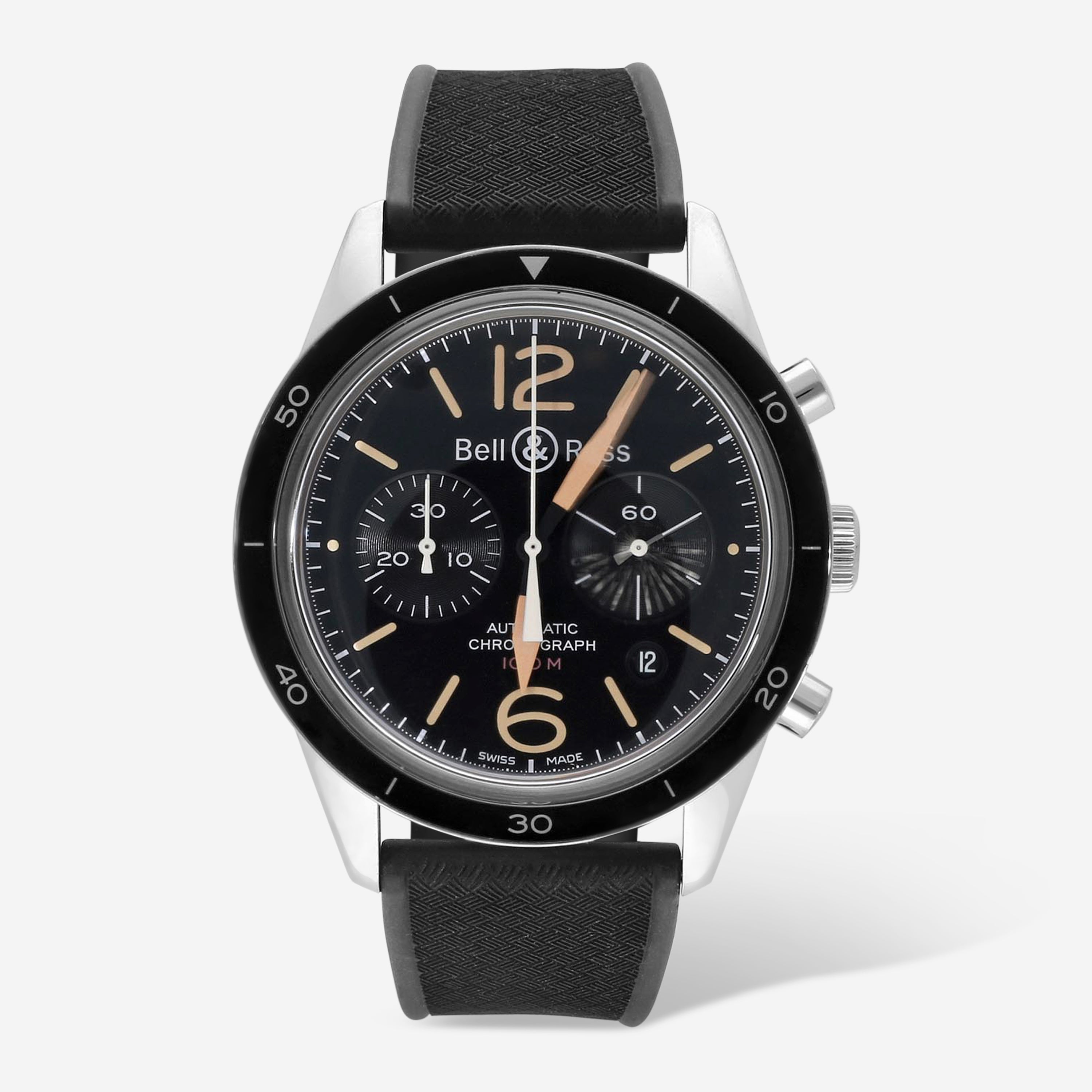 Bell & Ross Chrono Heritage Stainless Steel Automatic Men's Watch BR12 ...